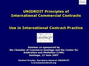 UNIDROIT Principles of International Commercial Contracts Use in ...