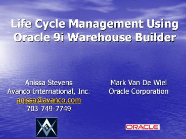 PPT – Life Cycle Management Using Oracle 9i Warehouse Builder ...