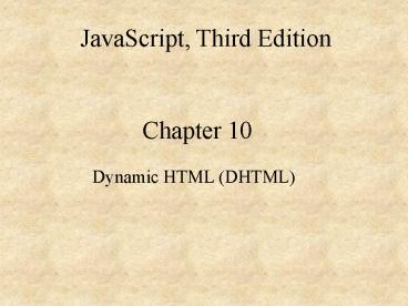 Dynamic HTML DHTML presentation | free to view