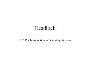 Deadlock presentation | free to download