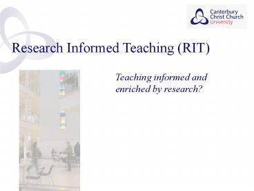 Research Informed Teaching (RIT) presentation | free to view