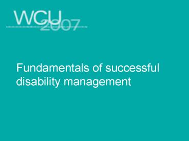 Fundamentals of successful disability management presentation | free to ...
