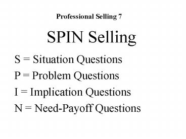 SPIN Selling presentation | free to view