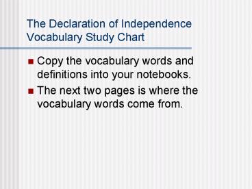 PPT – The Declaration of Independence Vocabulary Study Chart PowerPoint ...