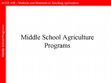 Middle School Agriculture Programs presentation | free to view