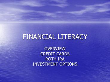 FINANCIAL LITERACY presentation | free to view