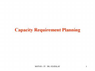 Capacity Requirement Planning presentation | free to view