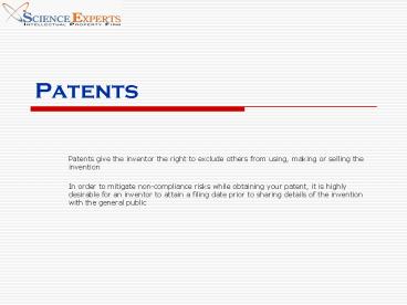 PPT – Patents PowerPoint presentation | free to view - id: d8b1e-OGJiM