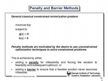 Penalty and Barrier Methods presentation | free to view