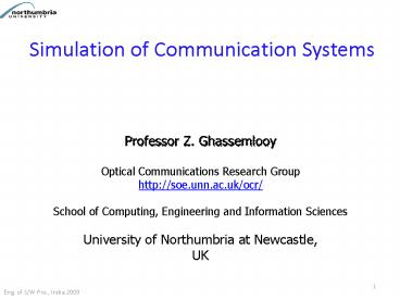 Simulation of Communication Systems presentation | free to view