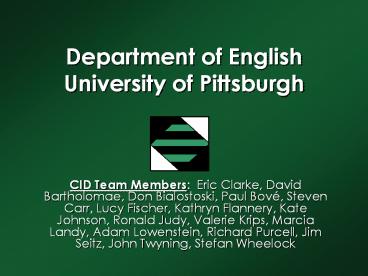 PPT – Department of English University of Pittsburgh PowerPoint ...