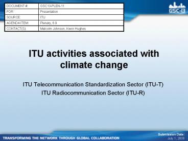 PPT – ITU activities associated with climate change PowerPoint ...