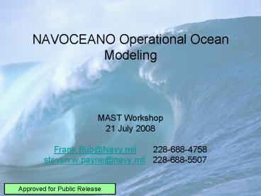 PPT – NAVOCEANO Operational Ocean Modeling PowerPoint presentation ...