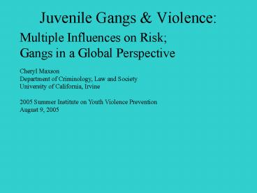 Juvenile Gangs presentation | free to view