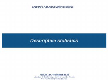 PPT – Descriptive statistics PowerPoint presentation | free to view ...