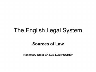 The English Legal System presentation | free to view