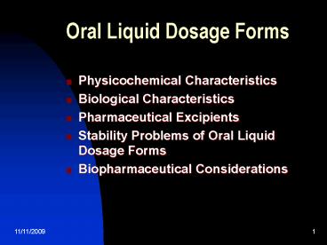 Oral Liquid Dosage Forms presentation | free to view