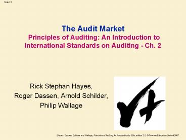 PPT – The Audit Market Principles of Auditing: An Introduction to ...
