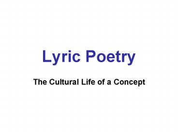 Lyric Poetry presentation | free to view