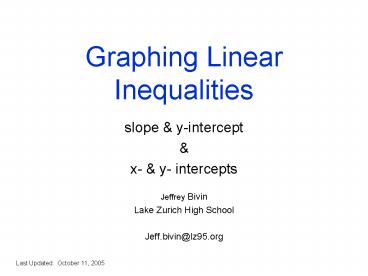 Graphing Linear Inequalities presentation | free to view