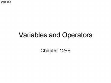 Variables and Operators presentation | free to view