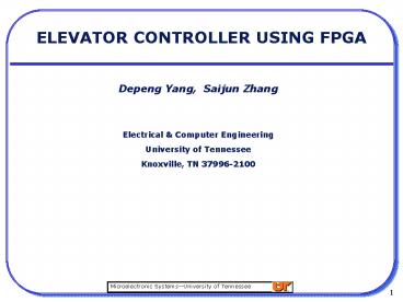 ELEVATOR CONTROLLER USING FPGA presentation | free to view