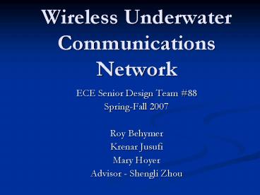 Wireless Underwater Communications Network presentation | free to view