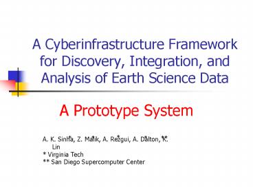 A Cyberinfrastructure Framework for Discovery, Integration, and ...