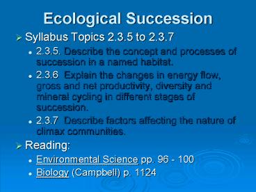 Ecological Succession presentation | free to view