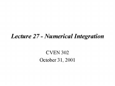 PPT – Lecture 27 Numerical Integration PowerPoint presentation | free ...