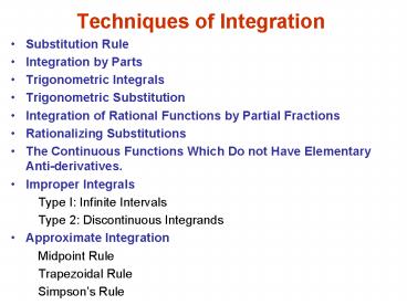 Techniques of Integration presentation | free to view