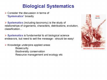 Biological Systematics presentation | free to view
