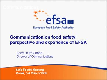 EFSA European Food Safety Authority presentation | free to view