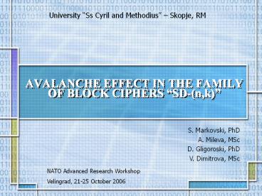 AVALANCHE EFFECT IN THE FAMILY OF BLOCK CIPHERS presentation | free to ...