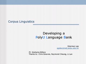 PPT – Corpus Linguistics PowerPoint presentation | free to view - id ...
