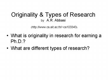 Originality presentation | free to view