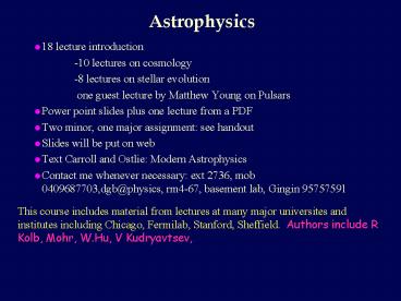 Astrophysics presentation | free to view