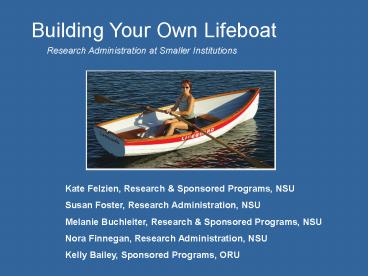 Building Your Own Lifeboat presentation | free to view
