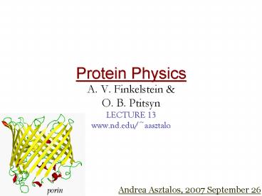 PPT – Protein Physics PowerPoint presentation | free to view - id ...