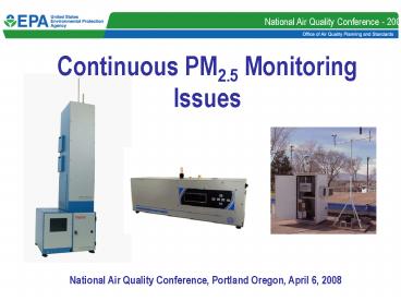 Continuous PM2'5 Monitoring Issues presentation | free to view