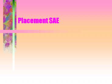 Placement SAE presentation | free to view