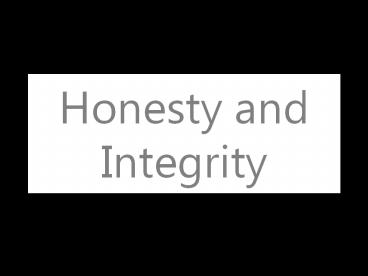Honesty and Integrity presentation | free to download