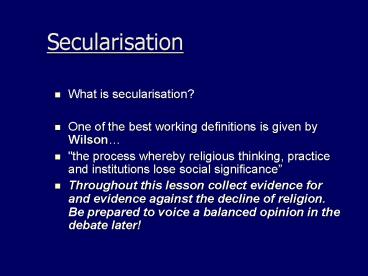 PPT – Secularisation PowerPoint presentation | free to view - id: e95c8 ...