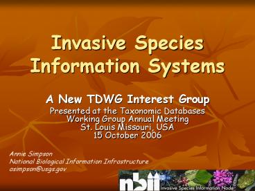 PPT – Invasive Species Information Systems PowerPoint presentation ...