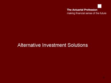 Alternative Investment Solutions presentation | free to view