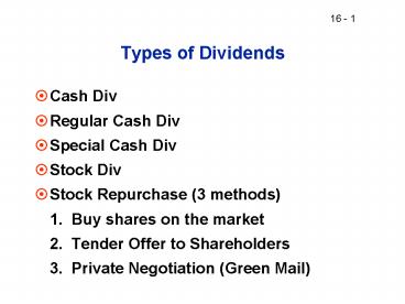 Types of Dividends presentation | free to view