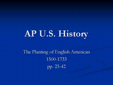 PPT – AP U'S' History PowerPoint presentation | free to view - id ...