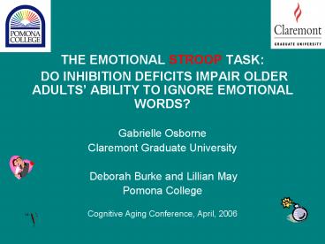 THE EMOTIONAL STROOP TASK: presentation | free to view