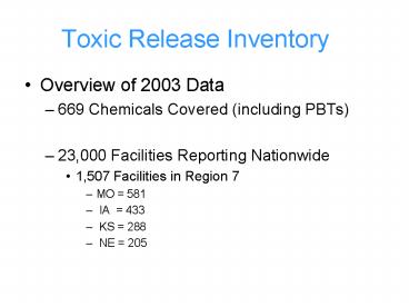PPT – Toxic Release Inventory PowerPoint presentation | free to view ...