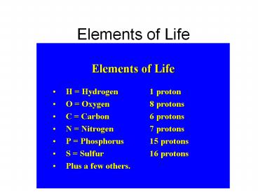 Elements of Life presentation | free to view